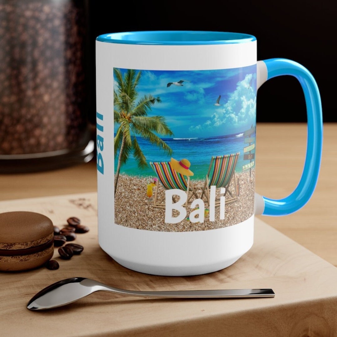 Bali Coffee Mug, Unique Bali 2-tone Souvenir, FREE SHIPPING, Great Bali ...
