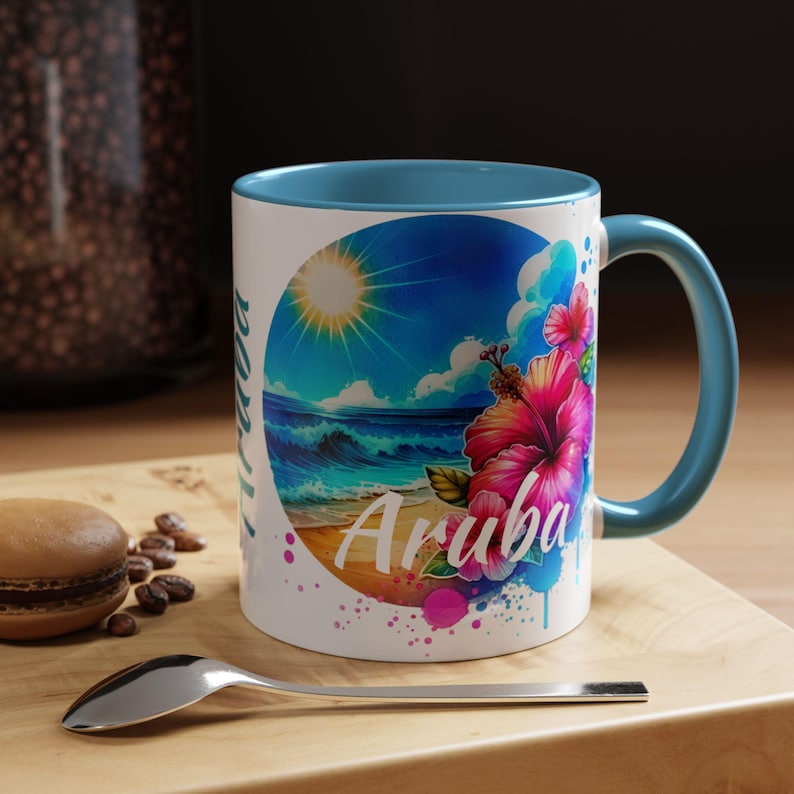 Aruba Blue Accent Coffee Mug, Nice Aruba Memento, Great Aruba Souvenir ...
