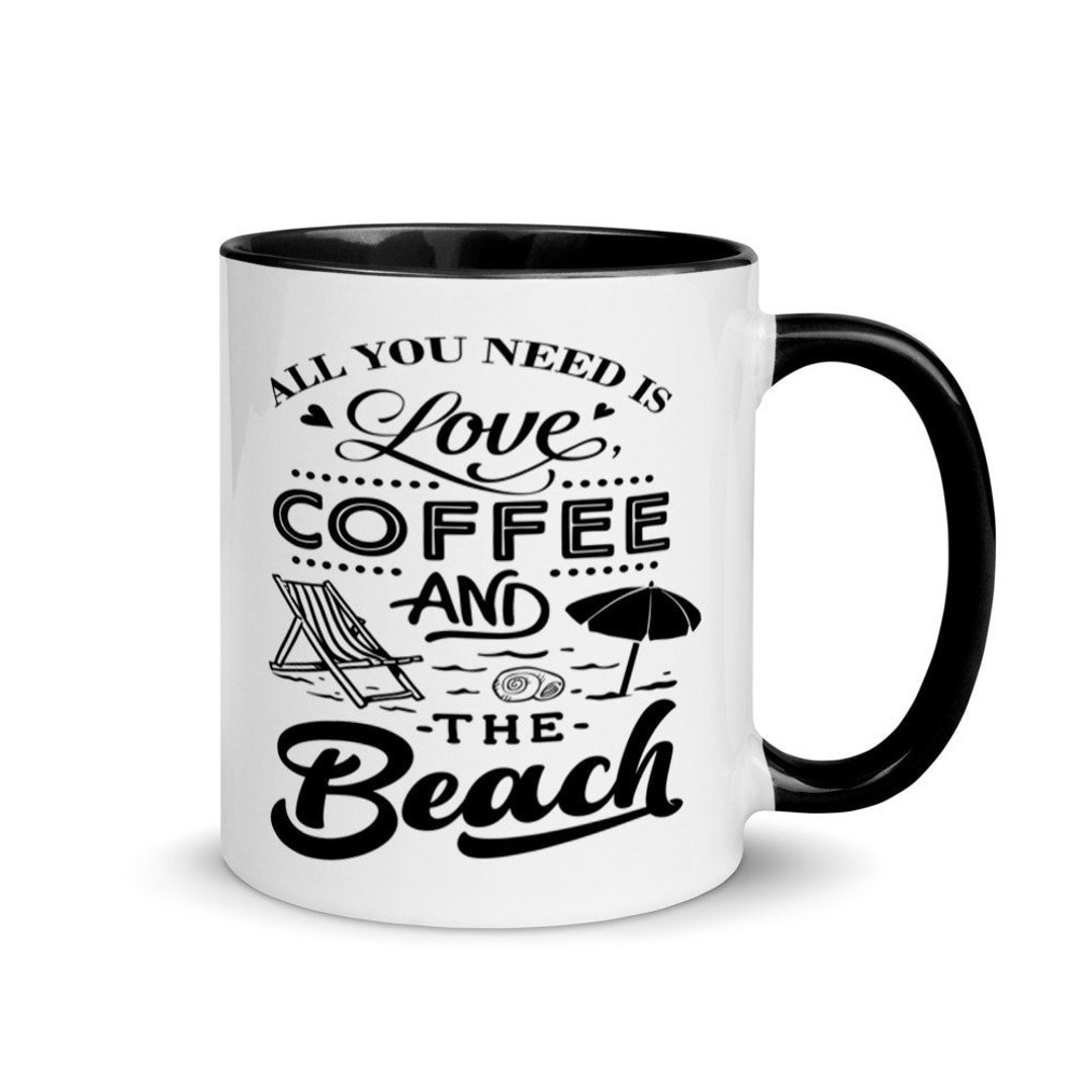 Beach Coffee Mug, love Coffee & the Beach Coffee Cup, FREE SHIPPING ...