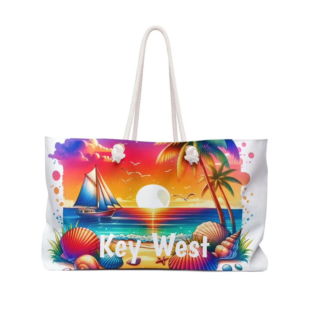 Key West Beach/weekender Bag, Unique Key West Tote Bag. Large Key West ...
