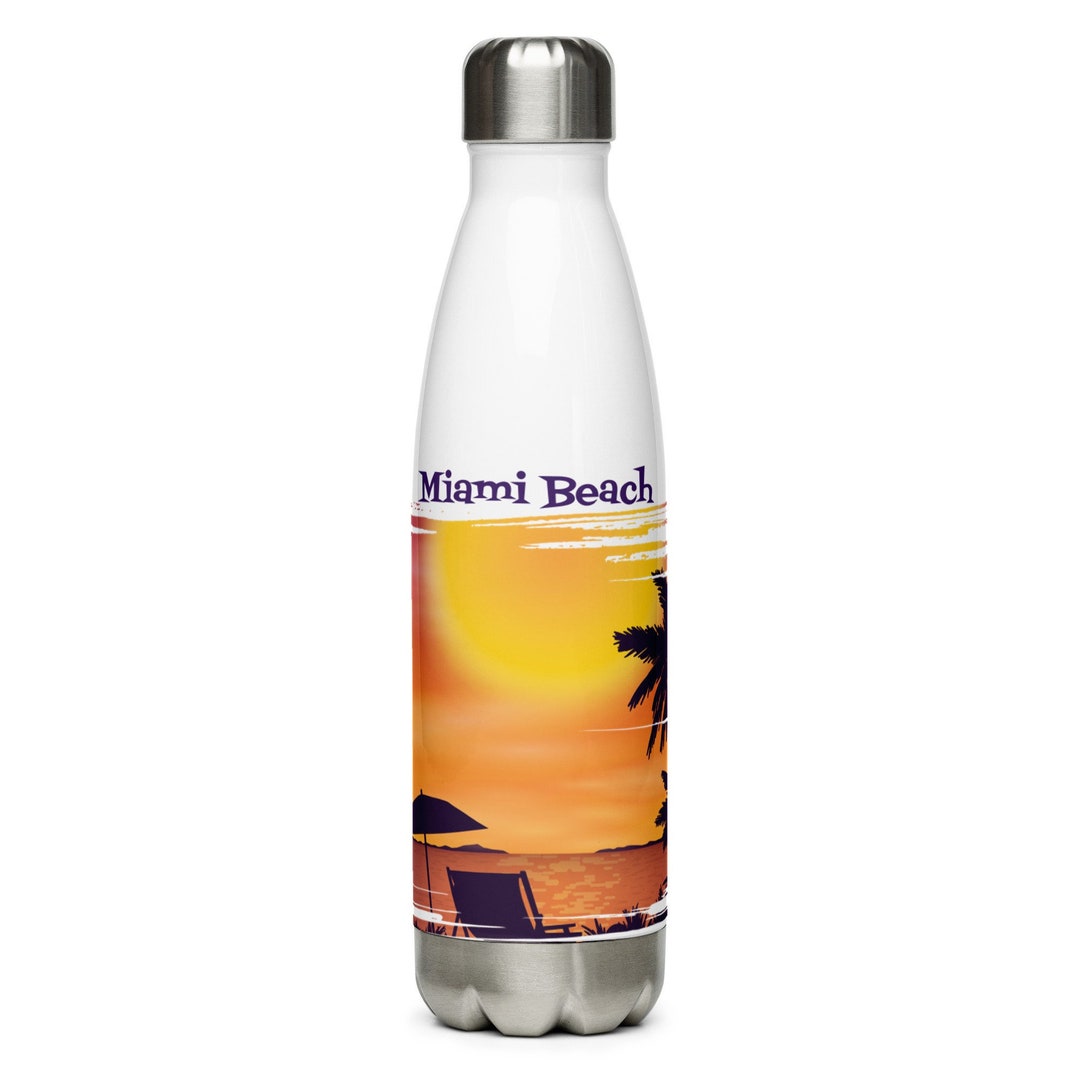 Miami Beach Water Bottle, Unique Miami Beach Flask, Cool Miami Beach ...