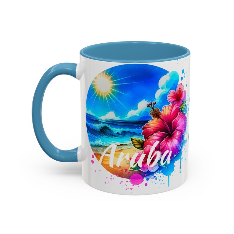 Aruba Blue Accent Coffee Mug, Nice Aruba Memento, Great Aruba Souvenir ...