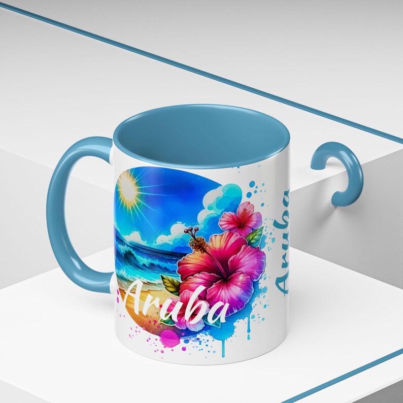 Aruba Blue Accent Coffee Mug, Nice Aruba Memento, Great Aruba Souvenir ...