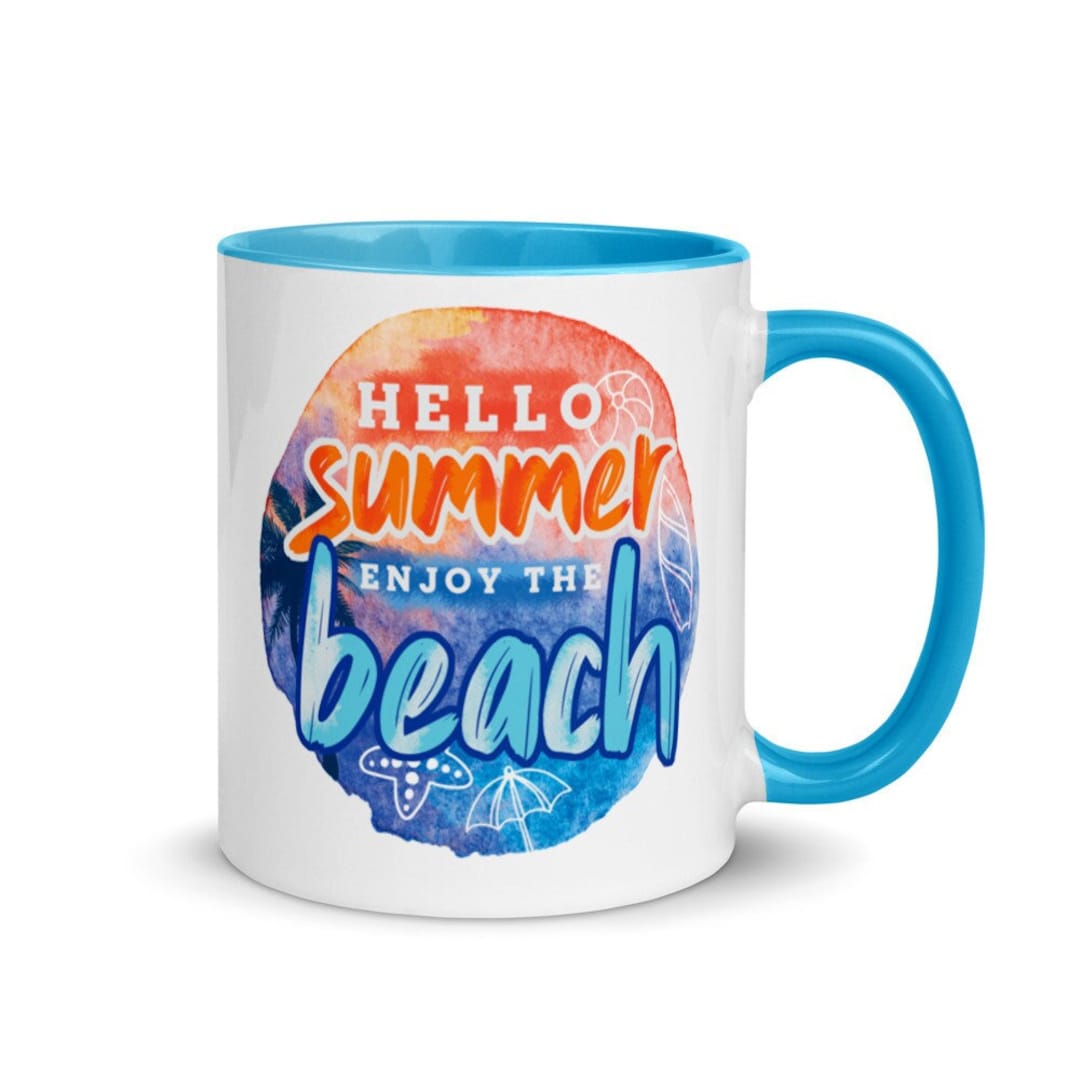 Beach Coffee Cup, hello Summer Enjoy the Beach 11oz 6 COLORS Coffee ...