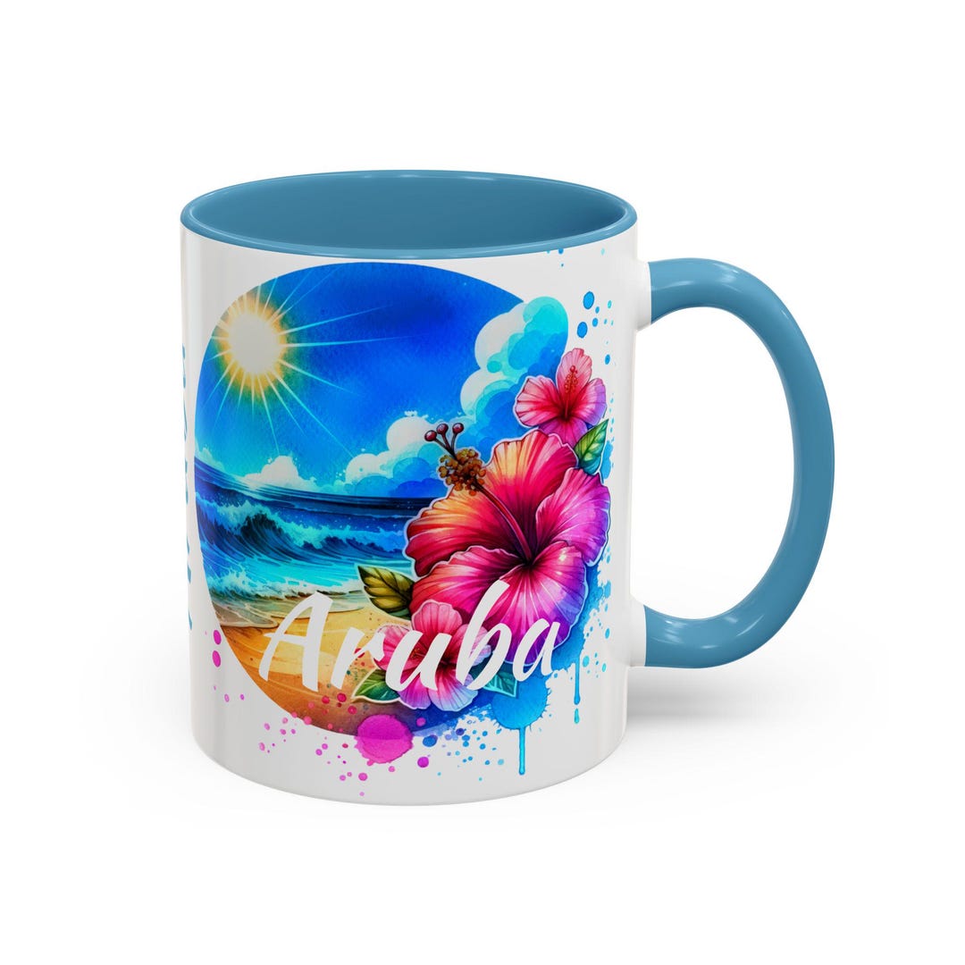 Aruba Blue Accent Coffee Mug, Nice Aruba Memento, Great Aruba Souvenir ...