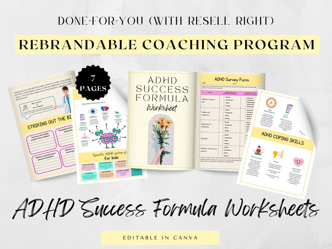ADHD Success Formula Worksheet Done for You Program for ADHD - Etsy