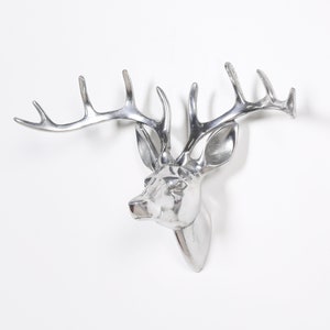 Aluminium Silver Wall Mounted Stag Head - Etsy