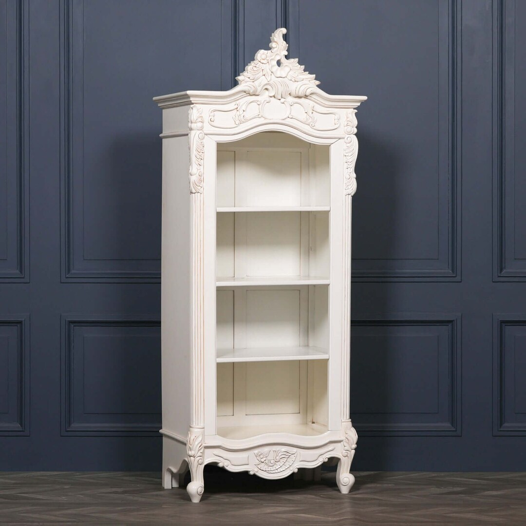 Large White Carved Bookcase French Chic Style - Etsy