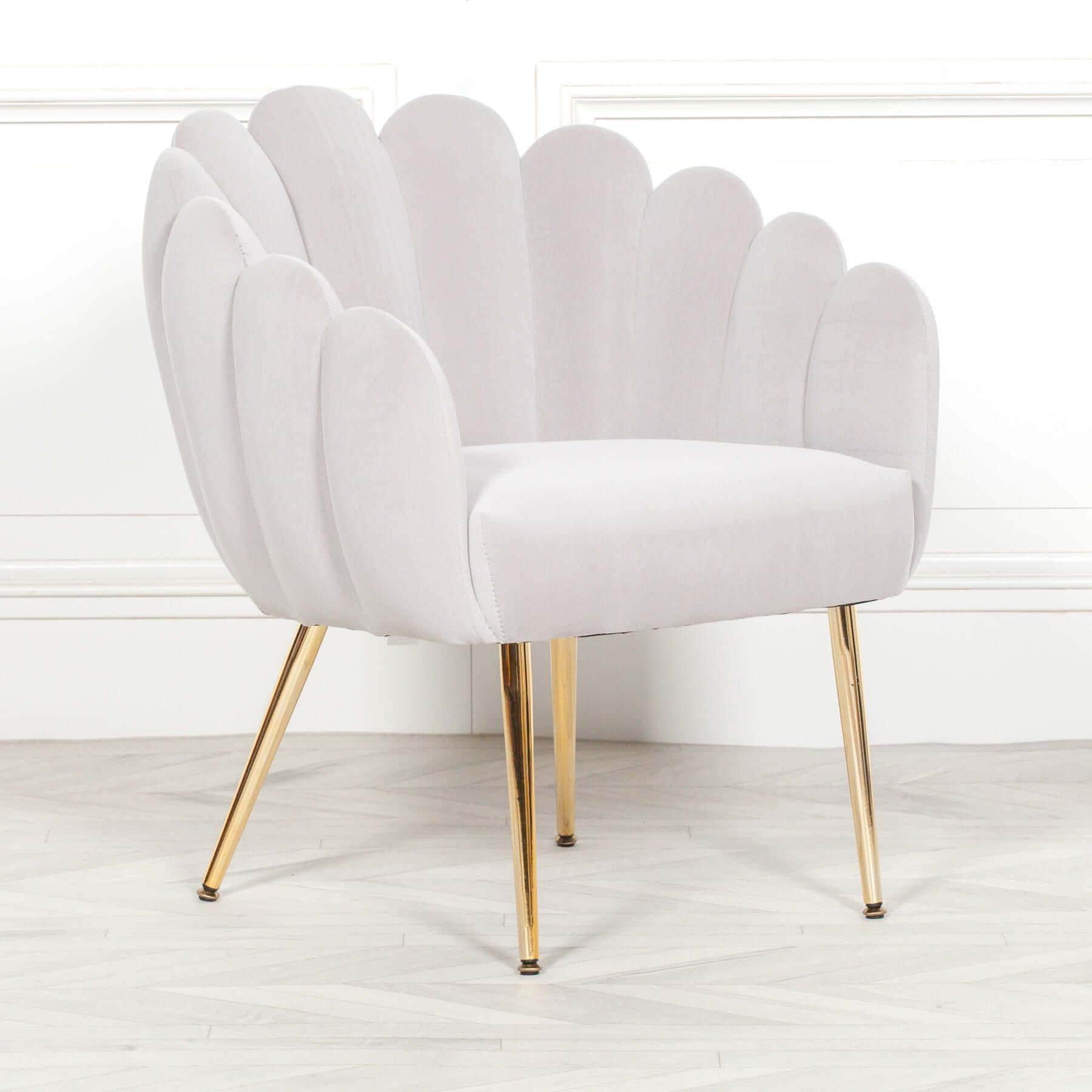 White velvet chair with gold legs store