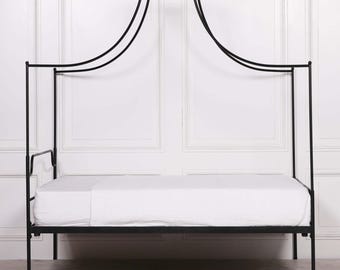 Black iron four poster bed store