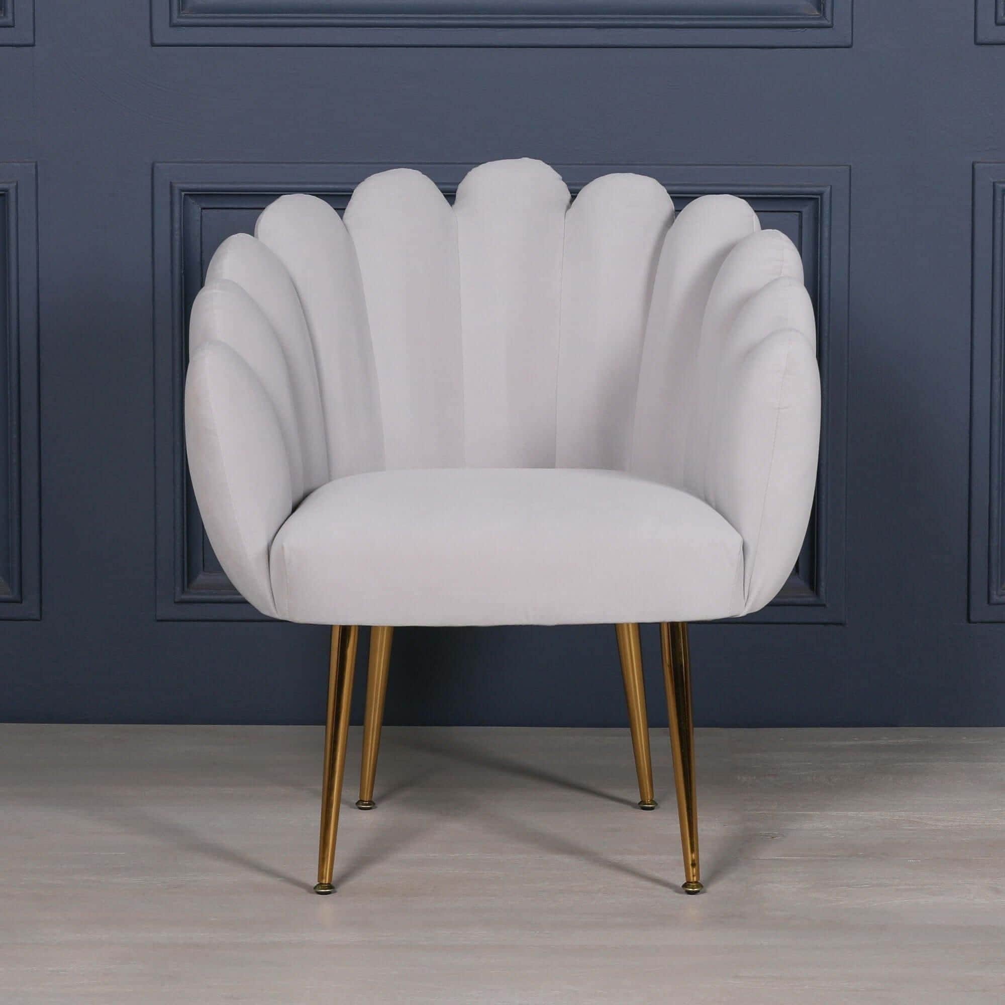 White velvet chair with gold legs store