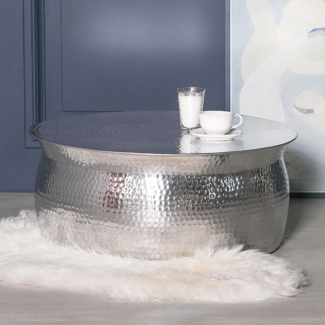 Aluminium Silver Round Coffee Table - Etsy UK