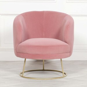 Pink Velvet Shell Chair With Gold Legs Art Deco Scalloped Bedroom Style ...