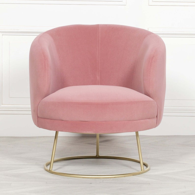 Pink Velvet Shell Chair With Gold Legs Art Deco Scalloped - Etsy