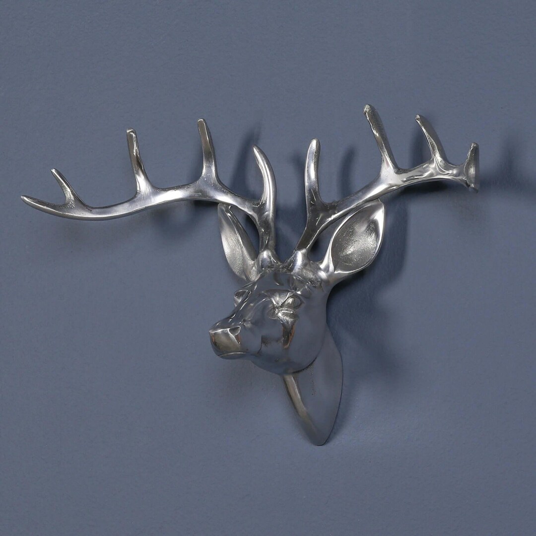 Aluminium Silver Wall Mounted Stag Head - Etsy