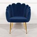 Blue Velvet Shell Chair With Gold Legs Scalloped Occasional Style - Etsy