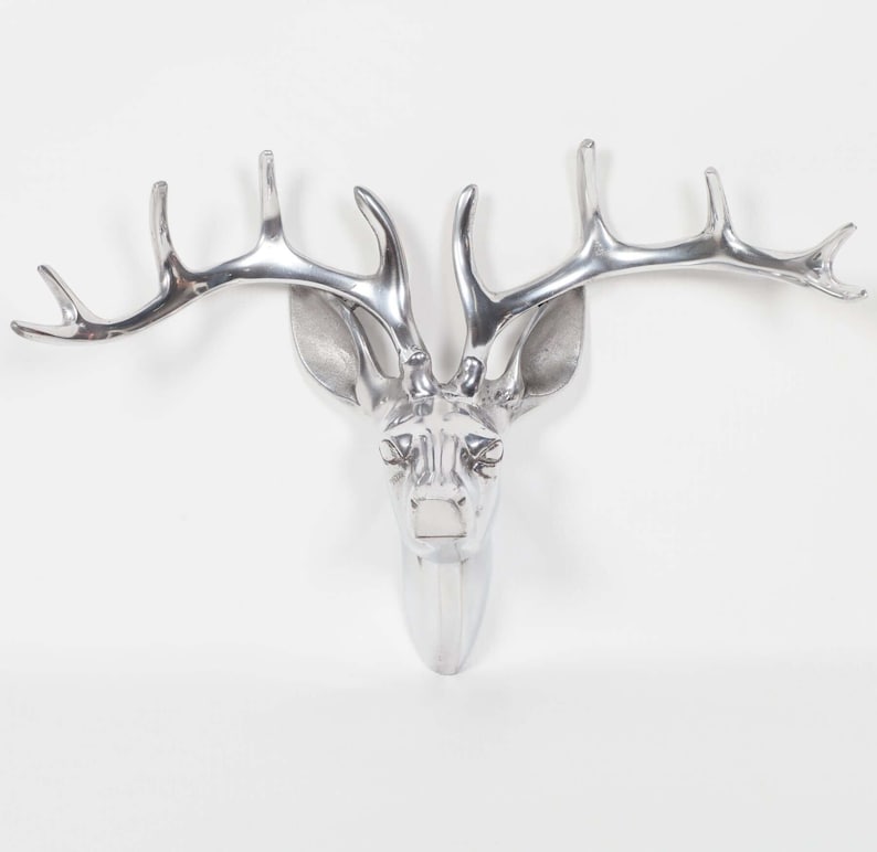 Aluminium Silver Wall Mounted Stag Head - Etsy