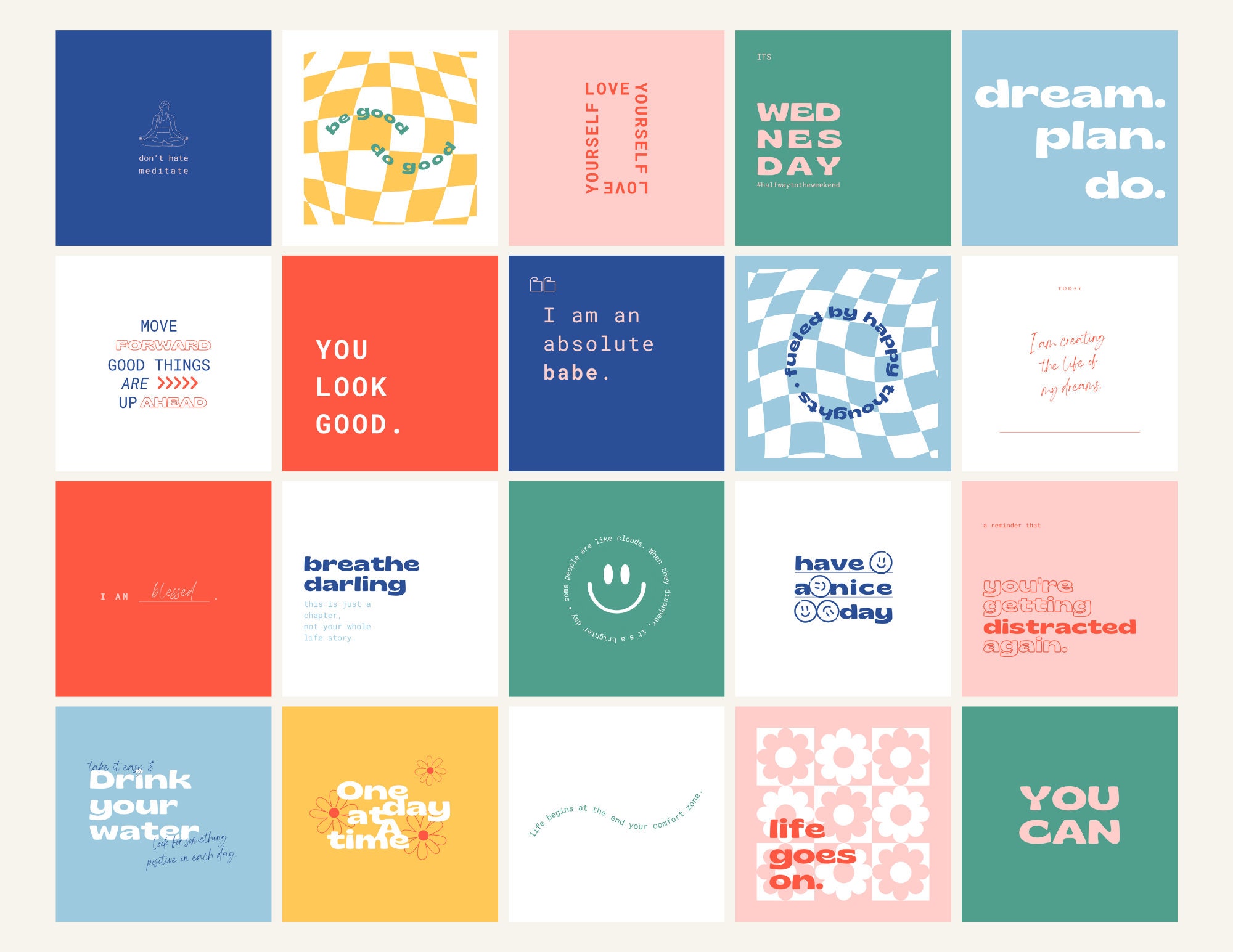 Good Vibes Quote Canva Templates, Instagram Bundle Pack, Engagement ...