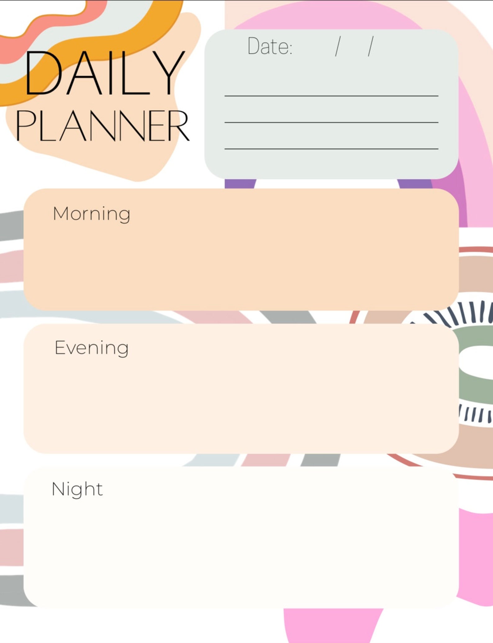Printable and Colorful Daily Planner Instant Download in Pdf - Etsy