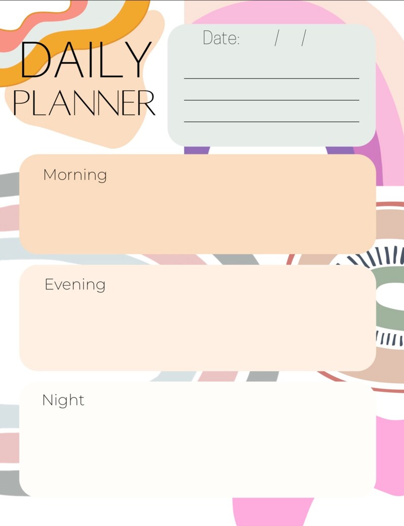 Printable and Colorful Daily Planner Instant Download in Pdf - Etsy