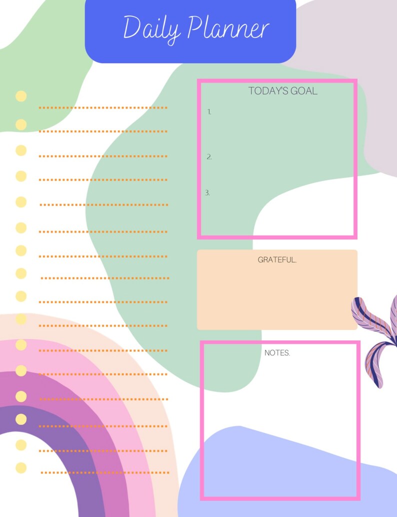 Printable and Colorful Daily Planner Instant Download in Pdf - Etsy