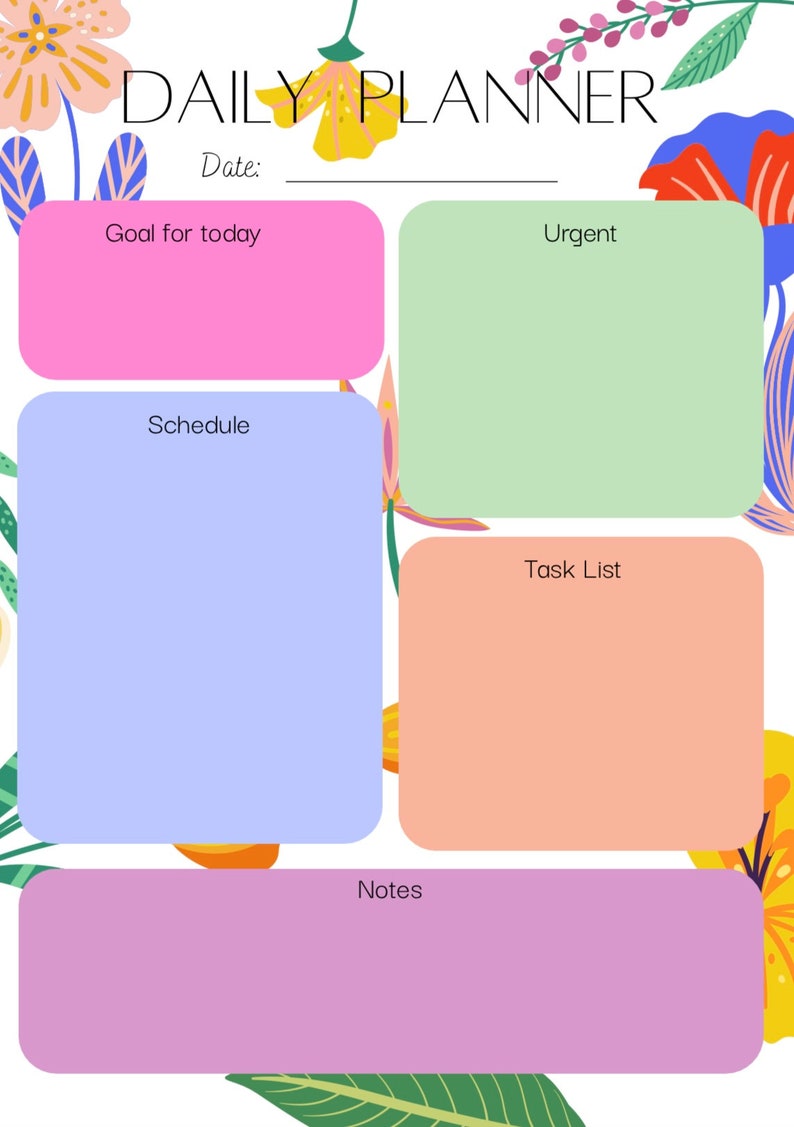 Printable and Colorful Daily Planner Instant Download in Pdf - Etsy