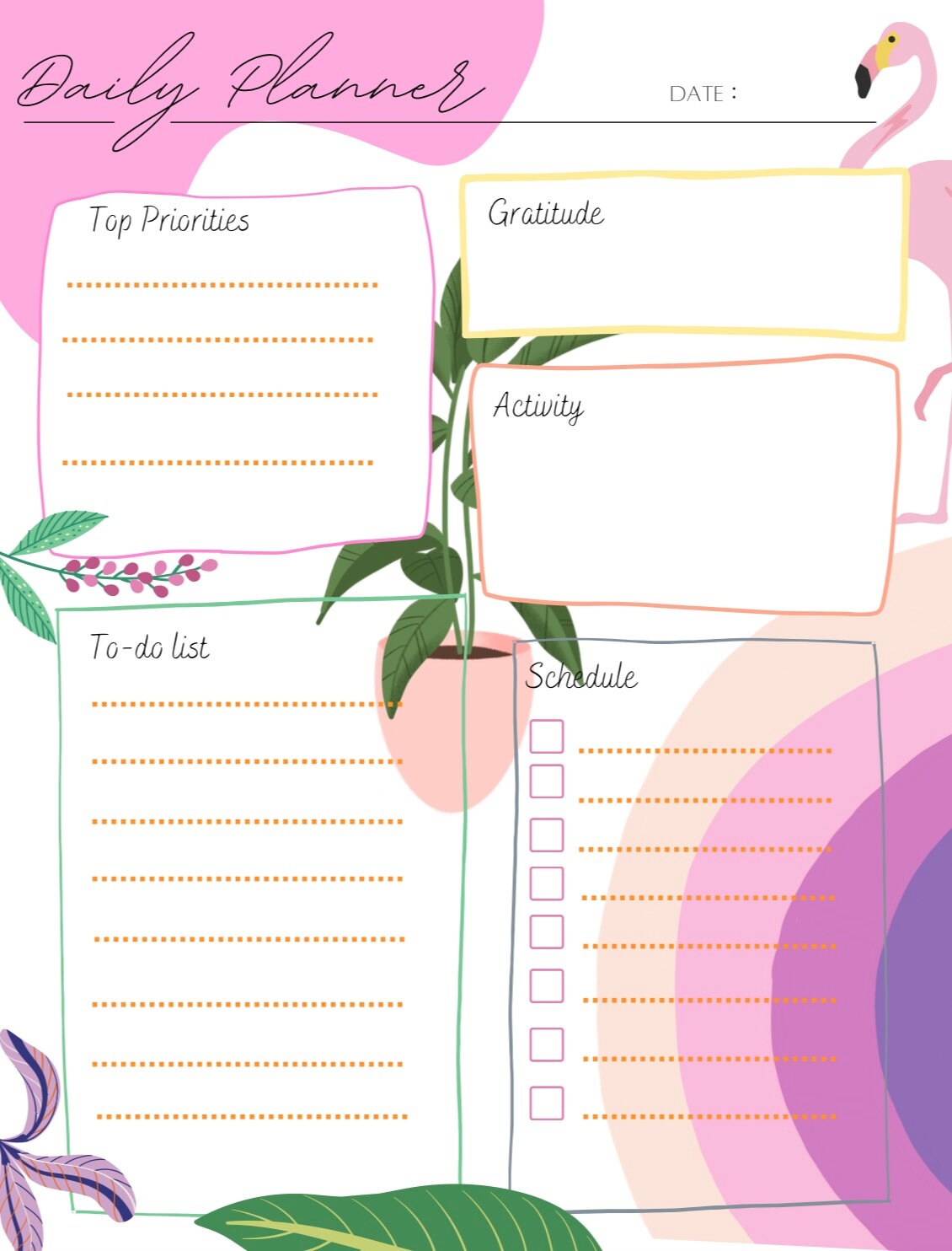 Printable and Colorful Daily Planner Instant Download in Pdf - Etsy