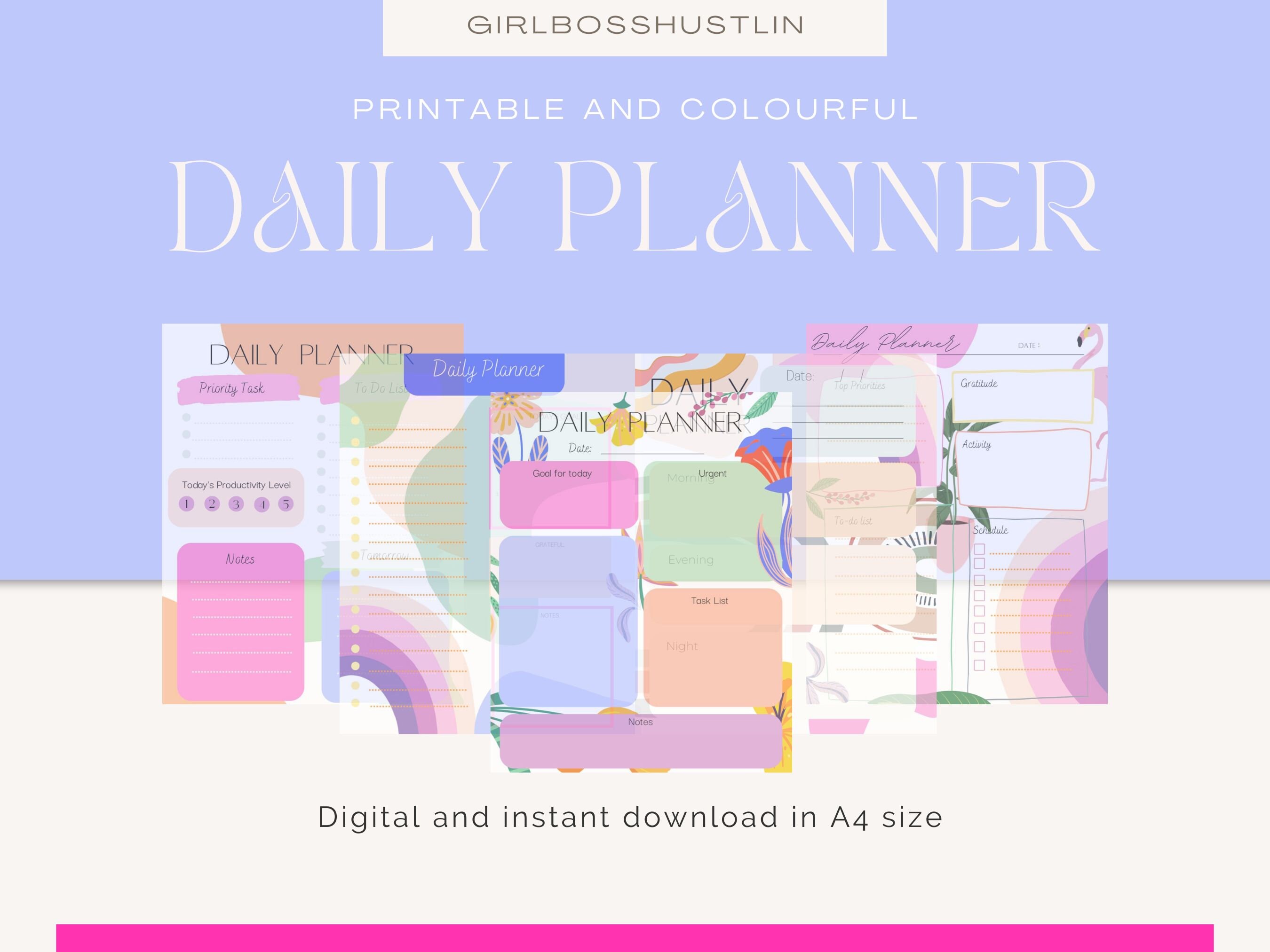 Printable and Colorful Daily Planner Instant Download in Pdf - Etsy
