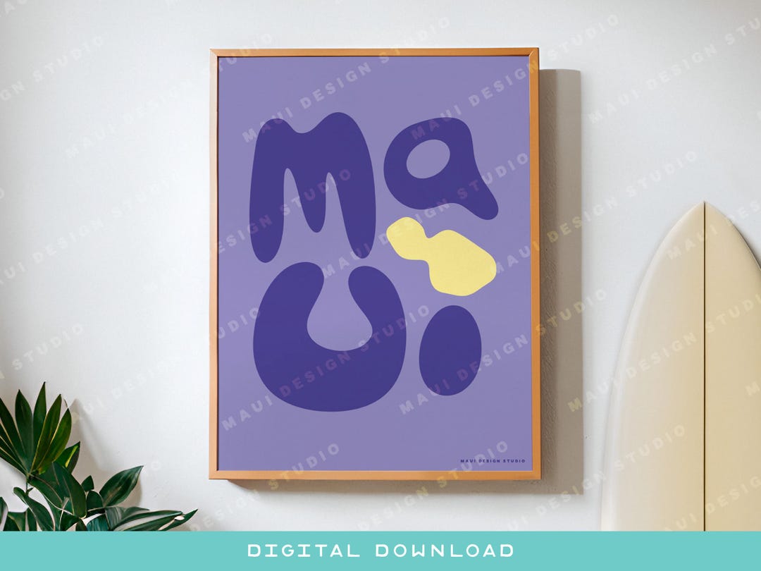 Maui Hawaii Art Print | Modern Island Typography (digital Download) - Etsy