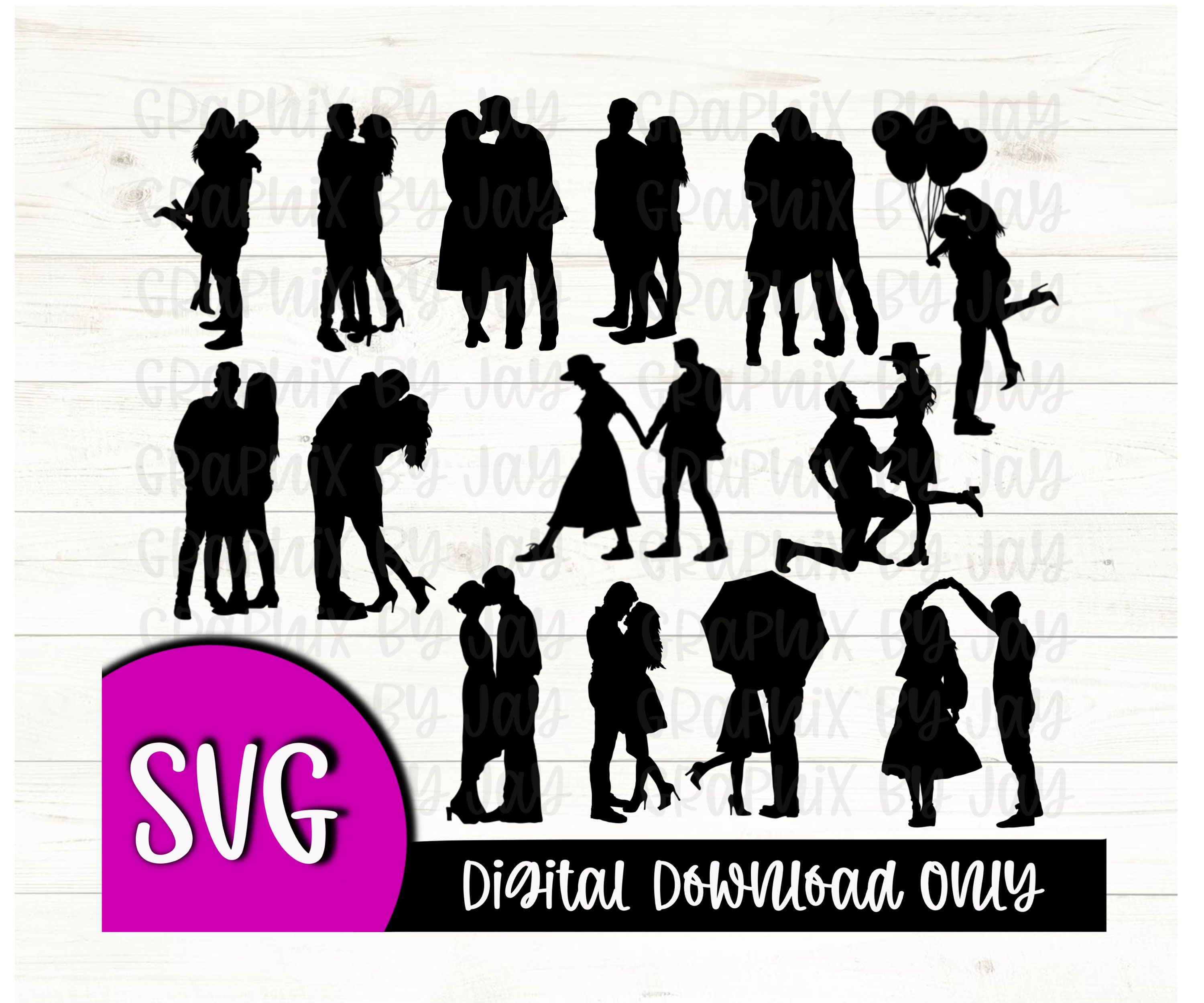Couples SVG Bundle Black Couples Silhouette SVG Couples Clip Art ...