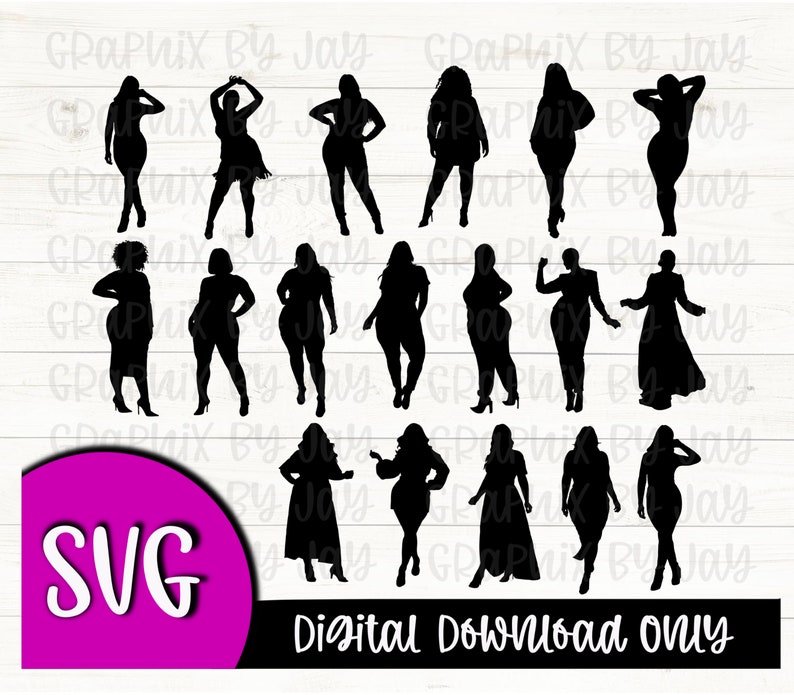 Big And Beautiful Sexy Woman Svg Plus Size Woman Silhouette Clip Art