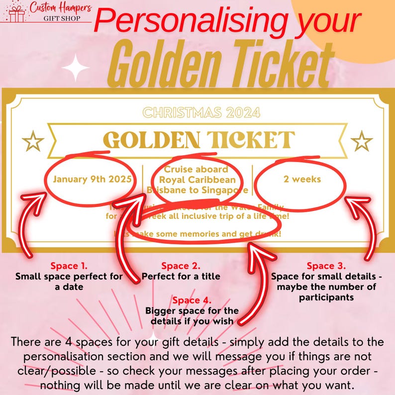 Birthday Golden Ticket, Gift Certificate, Gift Coupon, Gift Voucher ...