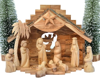 Large Nativity Set Wooden Nativity Set for Christmas Olive Wood ...