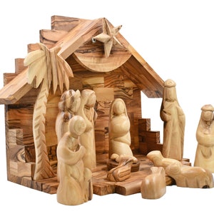 Large Nativity Set | Wooden Nativity Set for Christmas | Olive Wood ...