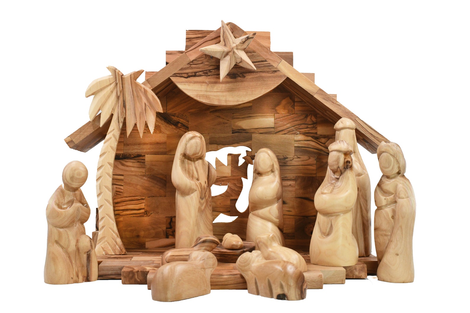 Large Nativity Set Wooden Nativity Set for Christmas Olive - Etsy