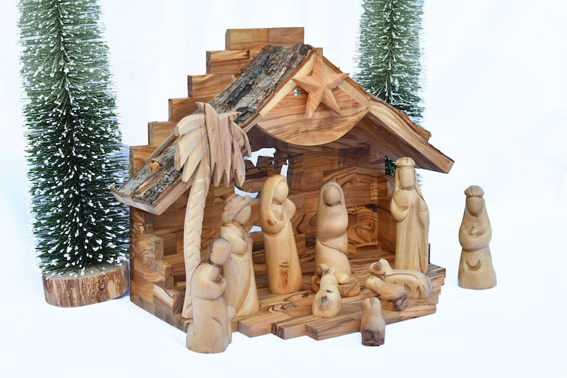 Large Nativity Set | Wooden Nativity Set for Christmas | Musical ...