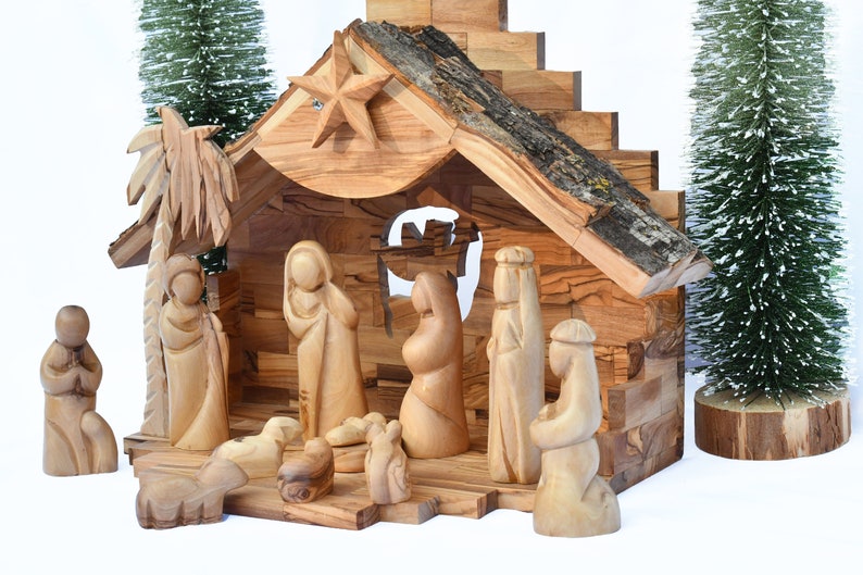 Large Nativity Set | Wooden Nativity Set for Christmas | Musical ...