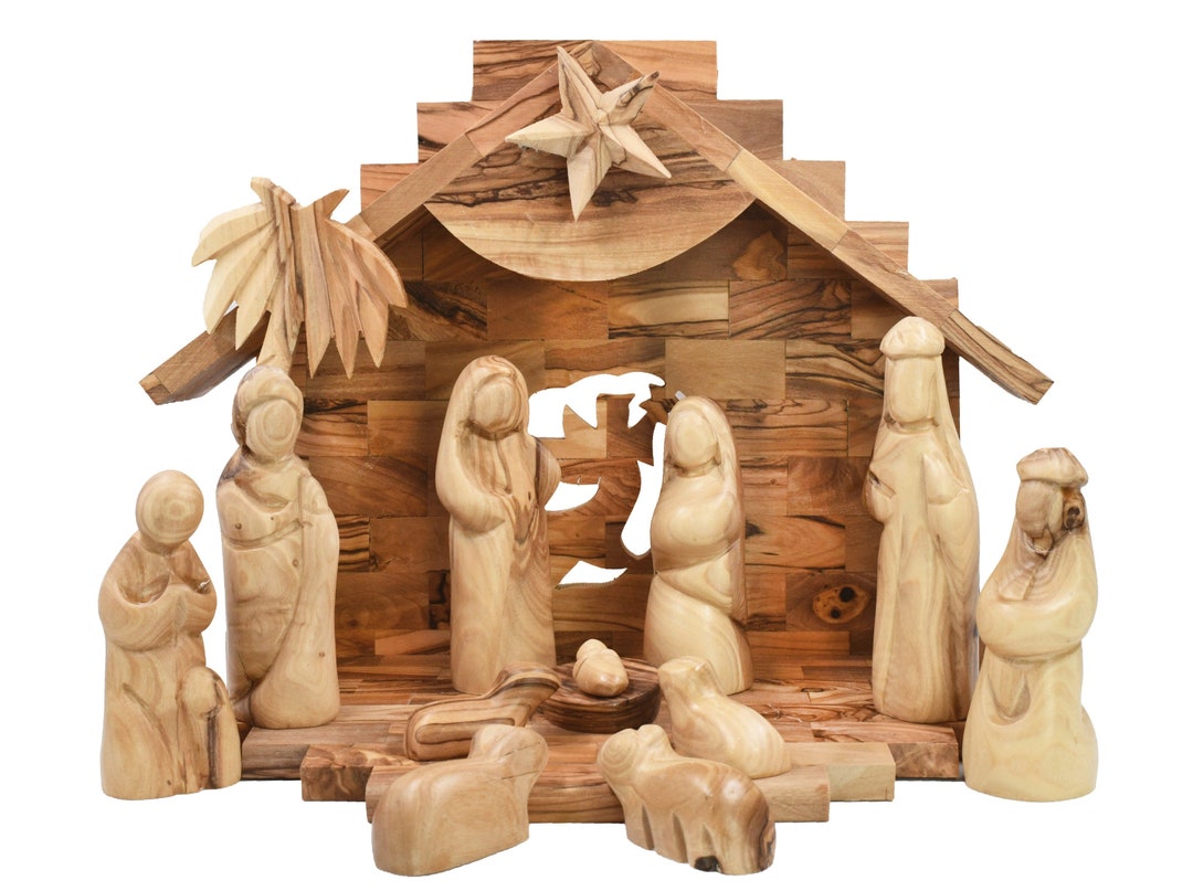 Large Nativity Set | Wooden Nativity Set for Christmas | Olive Wood ...