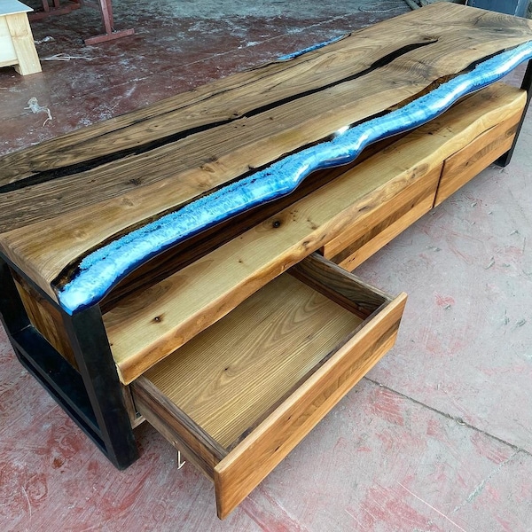 Live Edge Tv Stand - Etsy
