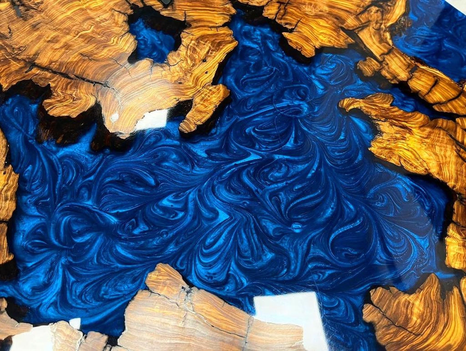 Made to Order Darker Blue Navy Live Edge Round Diameter Epoxy Resin ...
