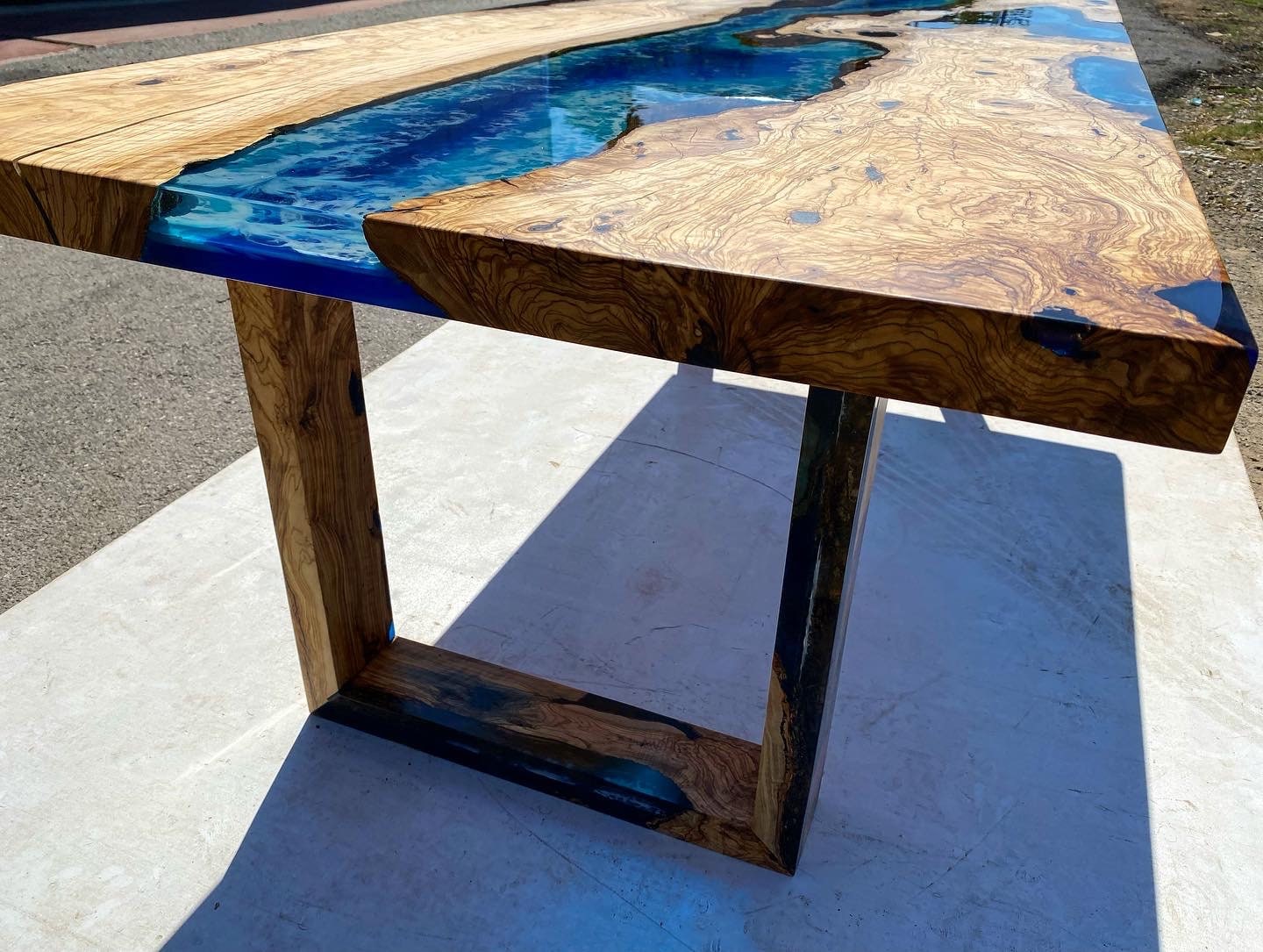 Made to Order Olive Wood Blue Ocean Sea Epoxy Table Live - Etsy