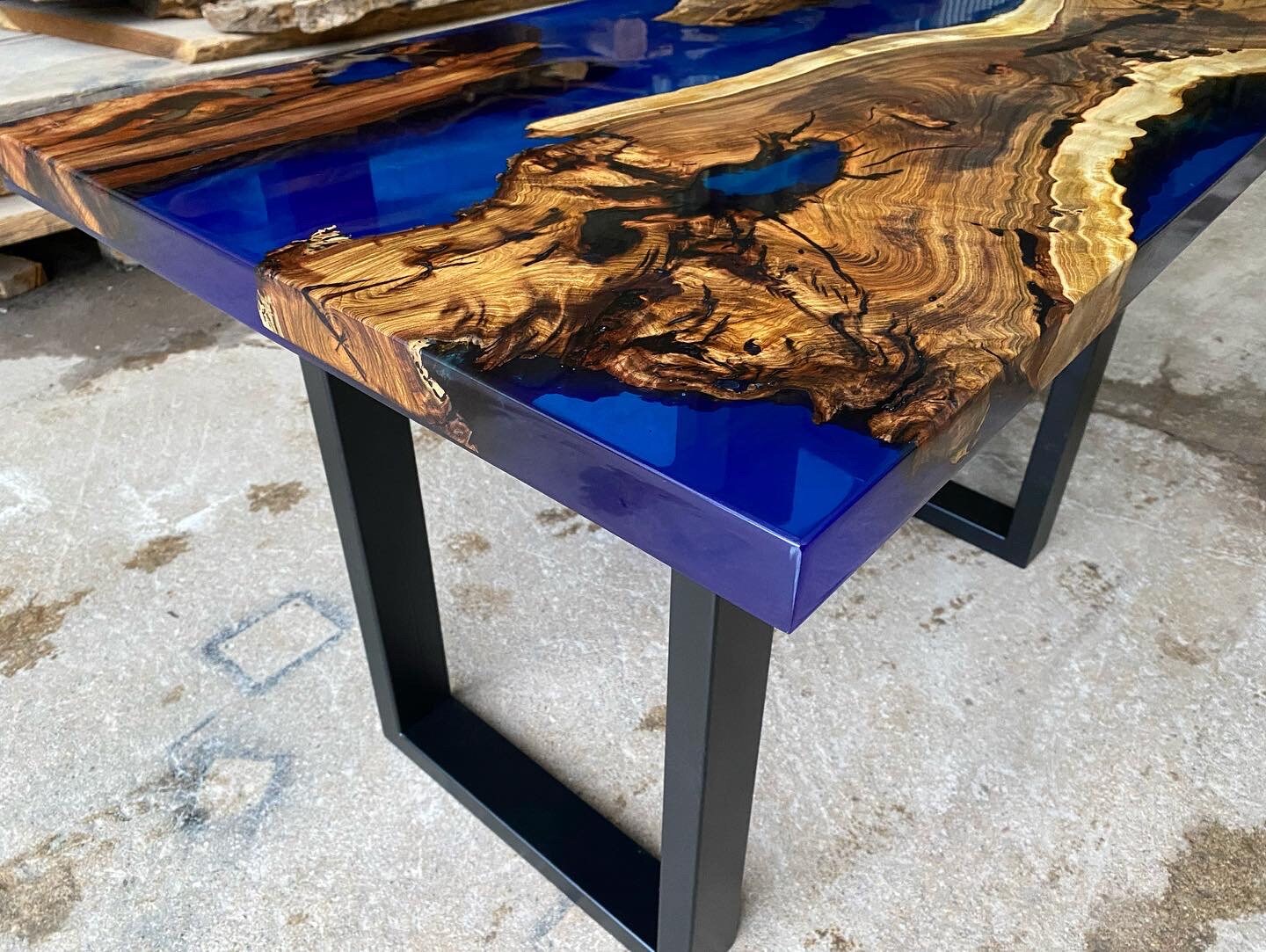 Made to Order Dark Hackberry Wood Blue Transparent Clear Epoxy River ...