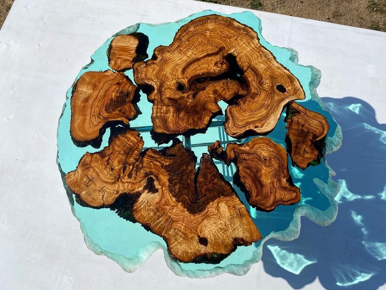 Custom Order Olive Teal Color Green Clear Round Diameter Epoxy Resin ...