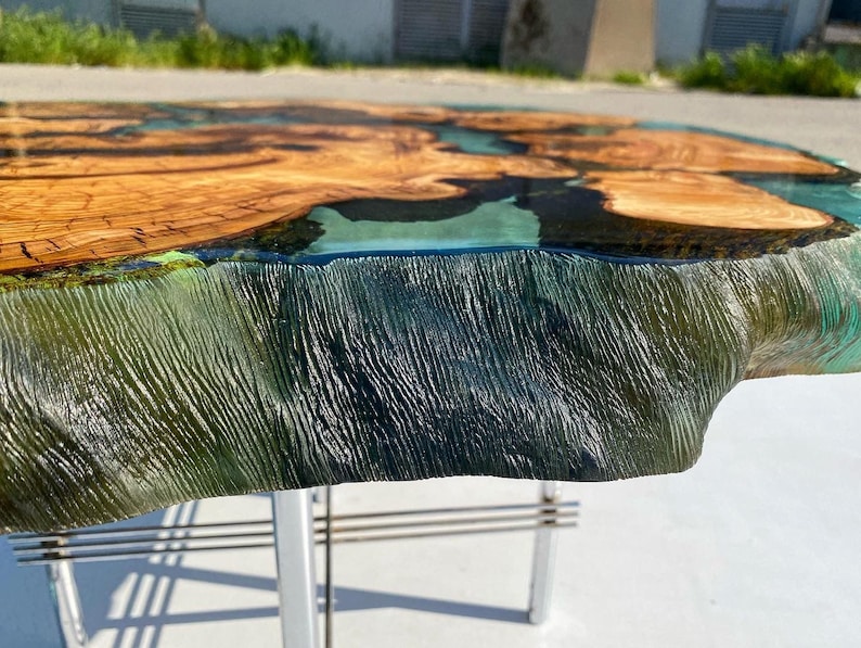 Custom Order Olive Teal Color Green Clear Round Diameter Epoxy Resin ...