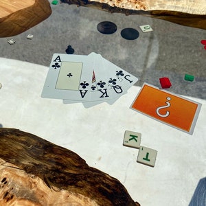 Custom Poplar Wood Clear Transparent Epoxy Table- Dining Table- Poker ...