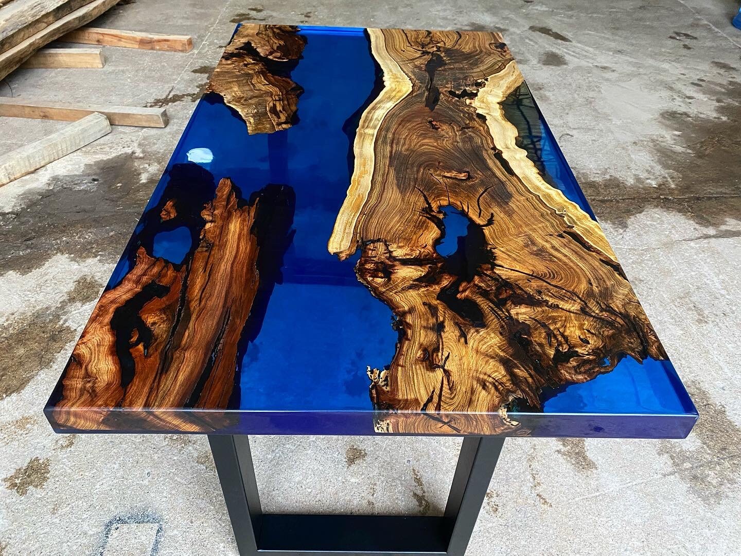Made to Order Dark Hackberry Wood Blue Transparent Clear Epoxy River ...