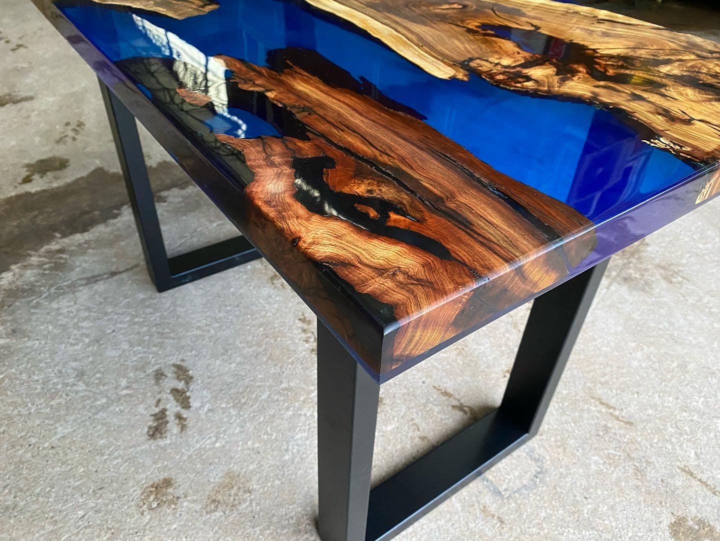 Made to Order Dark Hackberry Wood Blue Transparent Clear Epoxy River ...