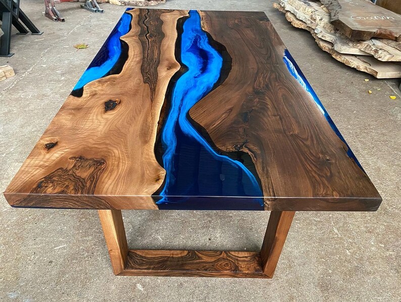 Custom Order Dark Walnut Wood Deep Blue White Ocean Sea İce Epoxy Resin ...