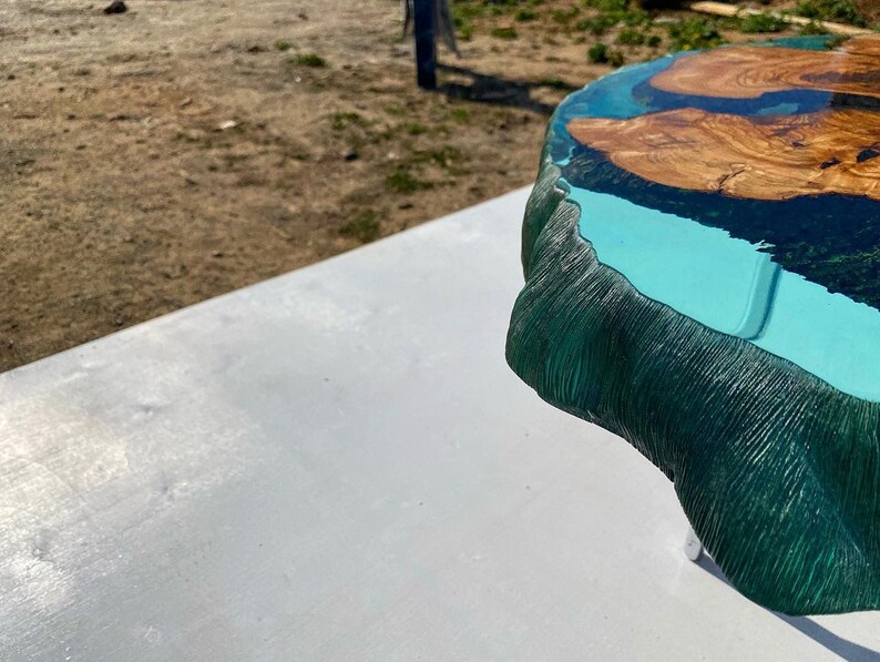 Custom Order Olive Teal Color Green Clear Round Diameter Epoxy Resin ...