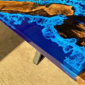 Made to Order Walnut Wood Ocean Sea Epoxy Dining Table, Wooden Table ...